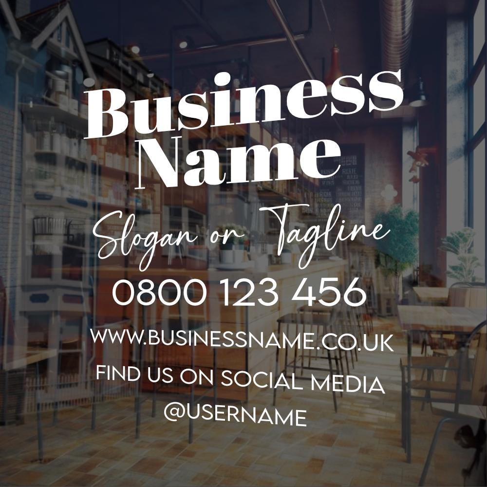 Personalized Business Window Decal | Custom Company Logo & Text Vinyl ...
