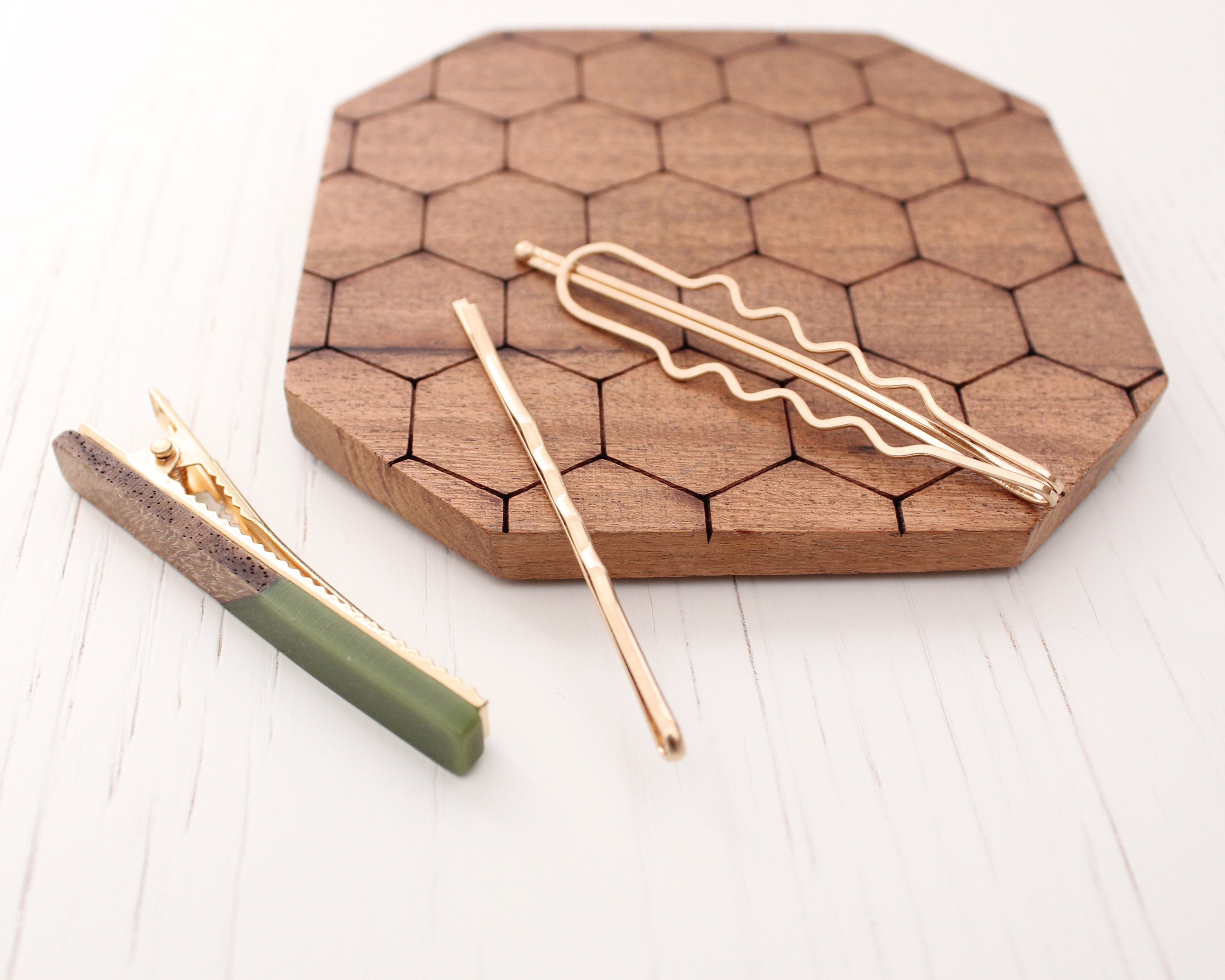 Natural Wood Hair Pins Set. Gold Barbie Pins. Sophisticated Hair ...