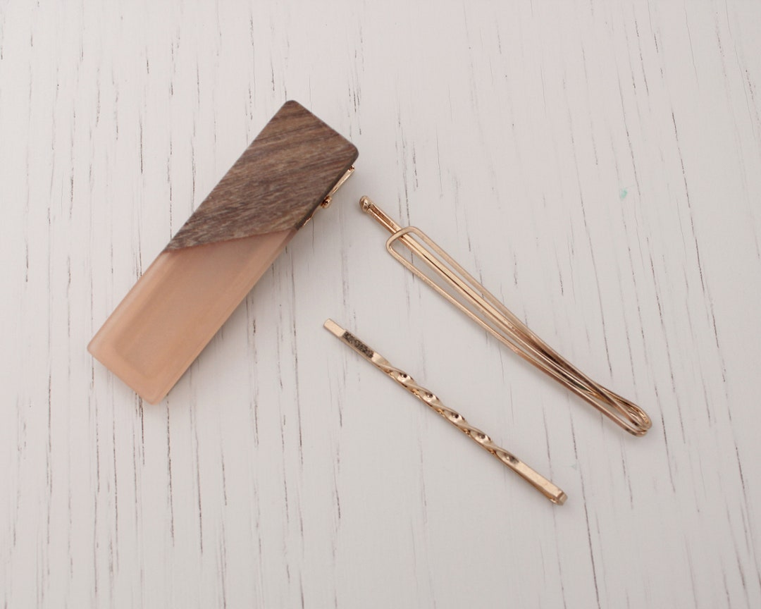 Natural Wood Hair Pins Set. Gold Barbie Pins. Sophisticated Hair ...
