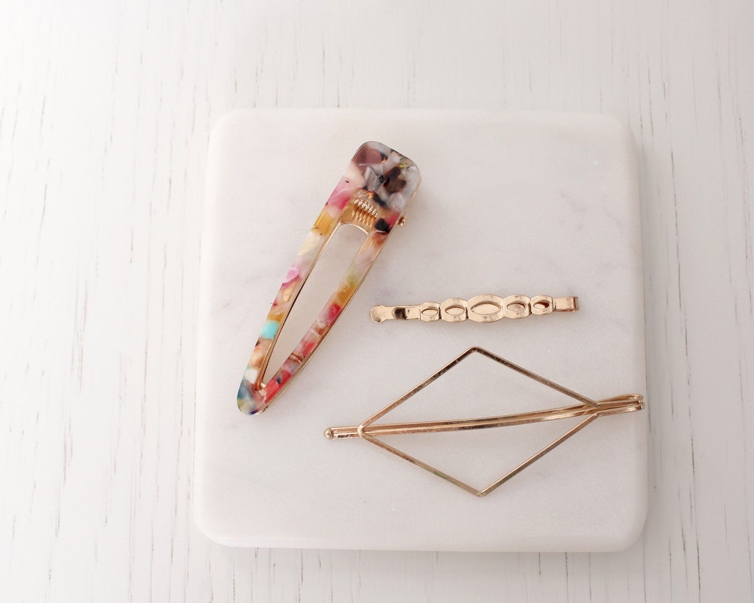 Rainbow Confetti Hair Pins Set. Gold Barbie Pins. Sophisticated Hair ...