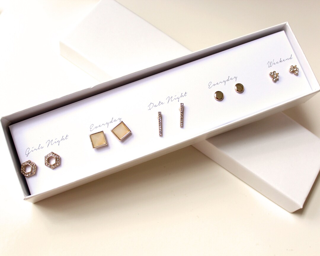 Boxed Earring Gift Set/everyday Mini Stud Earrings/minimalist Gold ...