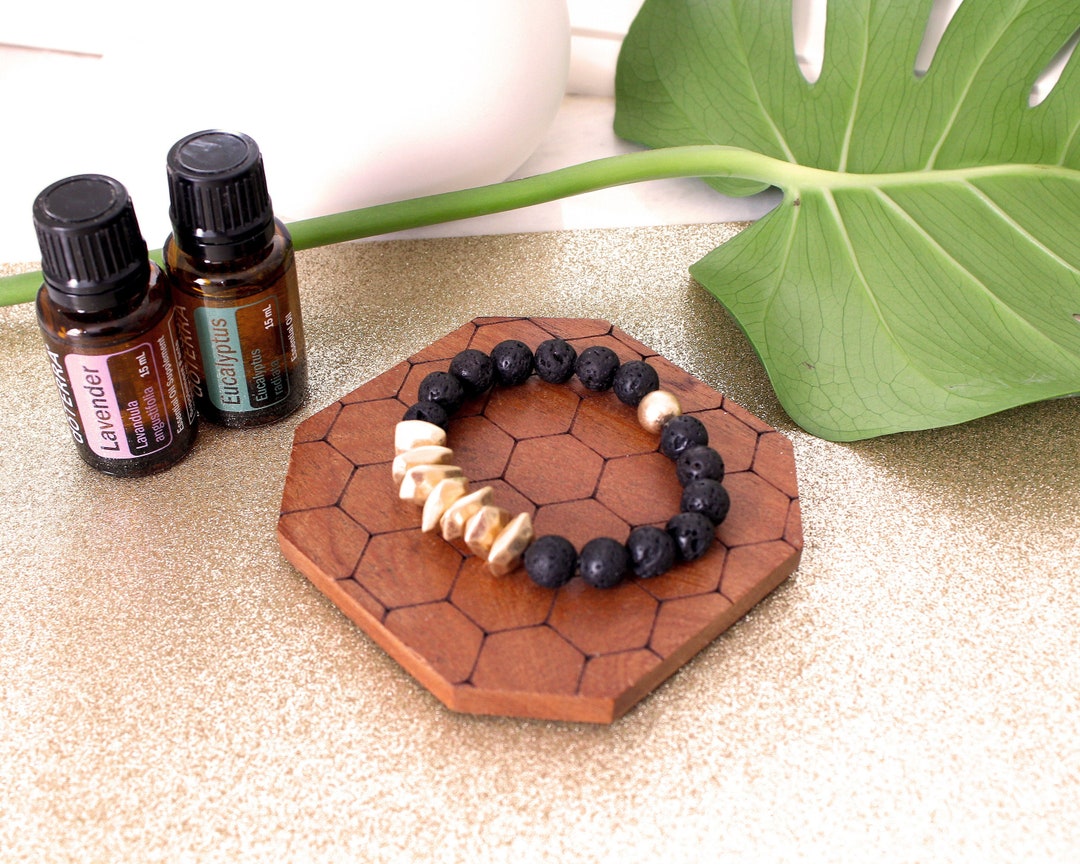 BEST SELLER Essential Oil Diffuser Bracelet | Lava Rock+ Gold Beaded ...