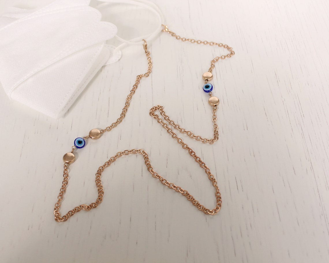 Blue Eyes Beads Maskglasses Chain. Eyes Mask Chain. Boho - Etsy