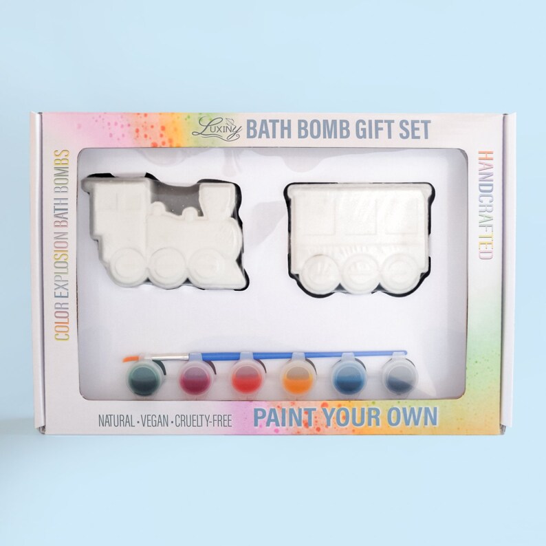 Bath Bombs Paint Your Own Train and Caboose, Rainbow Color Burst Bath ...
