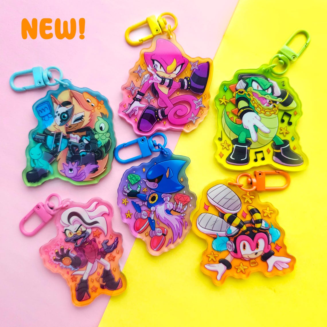 Espio the Chameleon Team Chaotix Colourful Gradient Acrylic Keychain ...