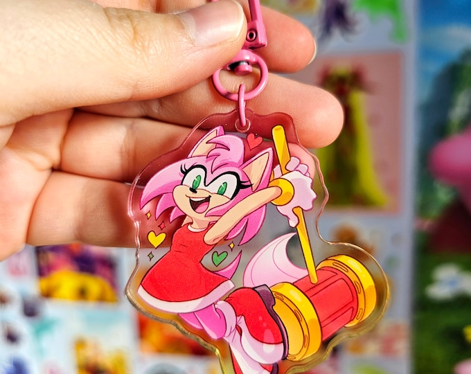 Amy Rose the Hedgehog Colourful Gradient Acrylic Keychain Charm - Etsy