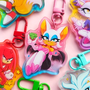 Sonic Inspired Colourful Gradient Acrylic Keychains Charms Shadow ...