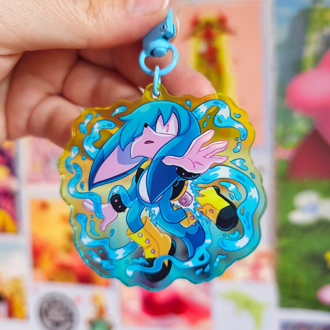 Kitsunami the Fennec Colourful Gradient Acrylic Keychain Charm - Etsy