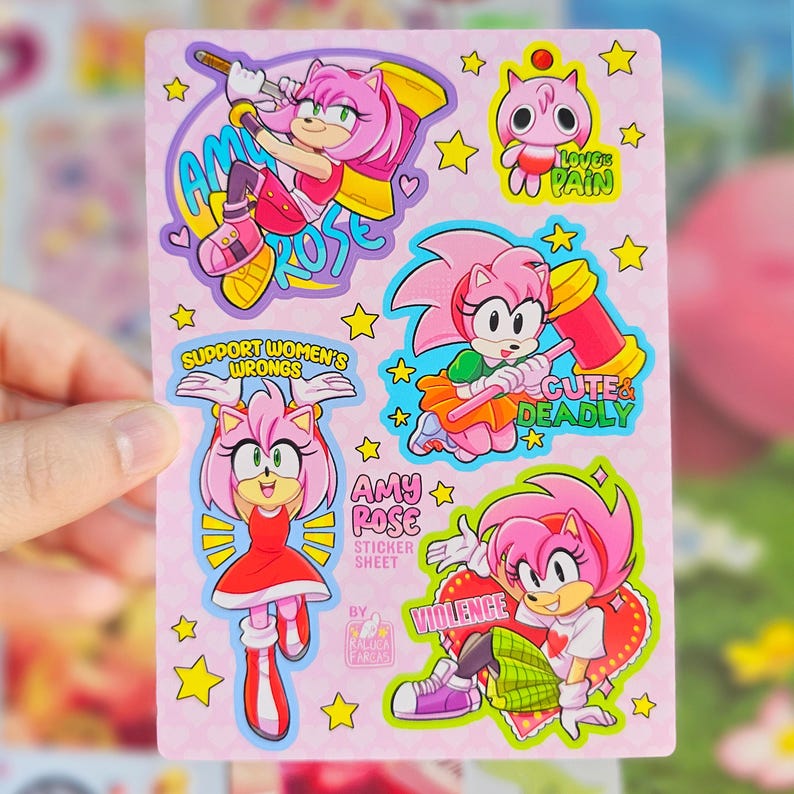 Amy Rose Inspired Sonic Boom Sonic the Comic Classic Vinyl Sticker ...