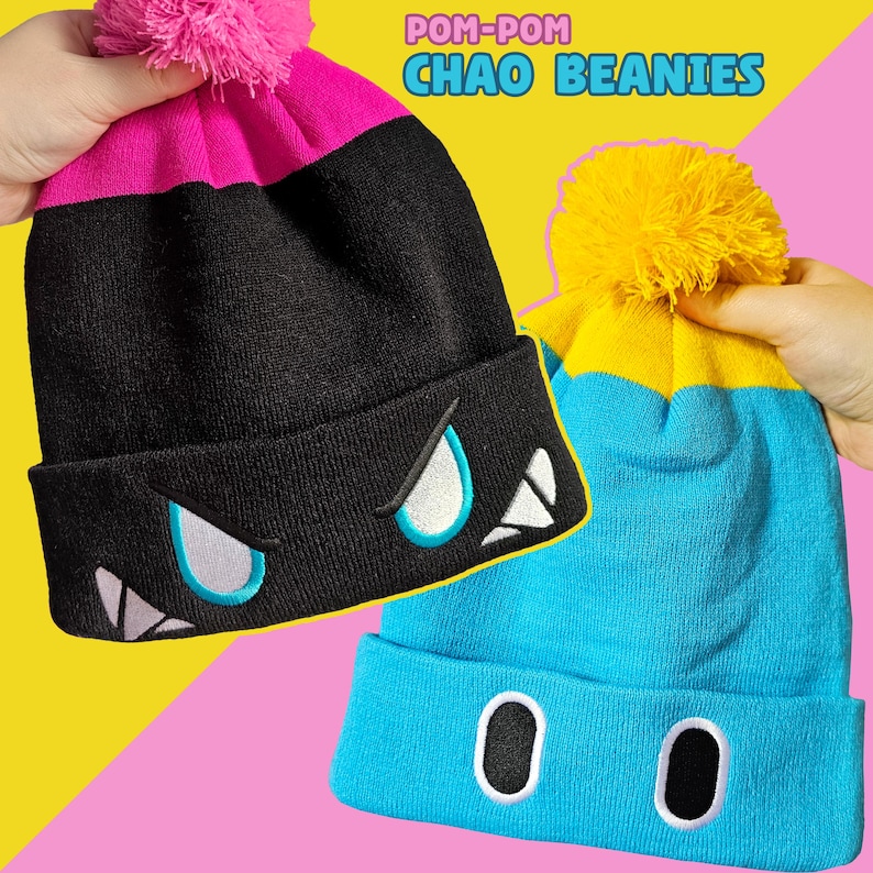 Dark Chao Garden Inspired Double Sided Pom-pom Beanie Sonic Adventure 2 ...