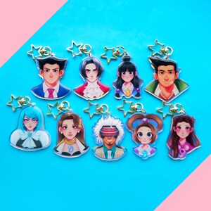 Phoenix Wright Ace Attorney Trilogy Rainbow Holographic Epoxy Keychains ...