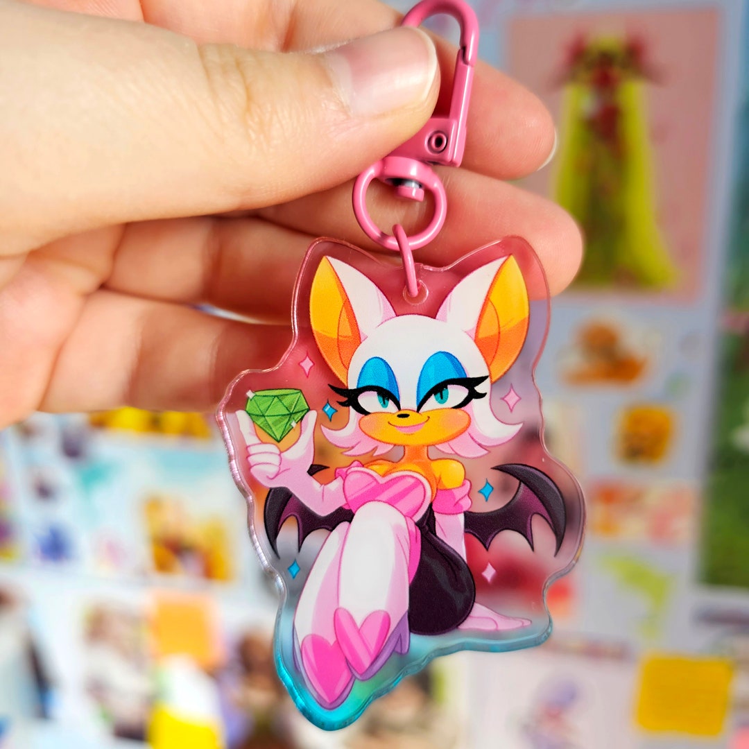 Rouge the Bat Colourful Gradient Acrylic Keychain Charm - Etsy
