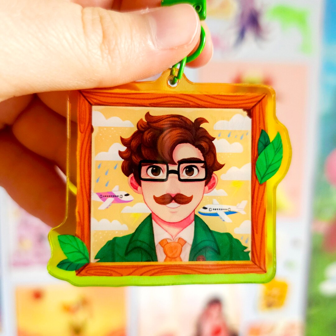 Harvey Stardew Valley Bachelor Portrait Keychain Charm - Etsy