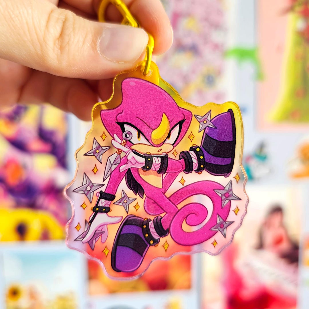 Espio the Chameleon Team Chaotix Colourful Gradient Acrylic Keychain ...