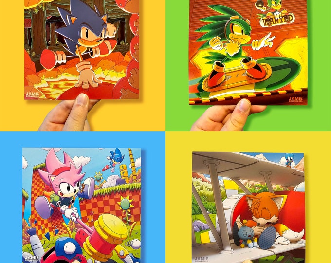 Sonic the Hedgehog Prints Jet the Hawk Amy Rose Bean the Dynamite Tails and Sonic - Etsy