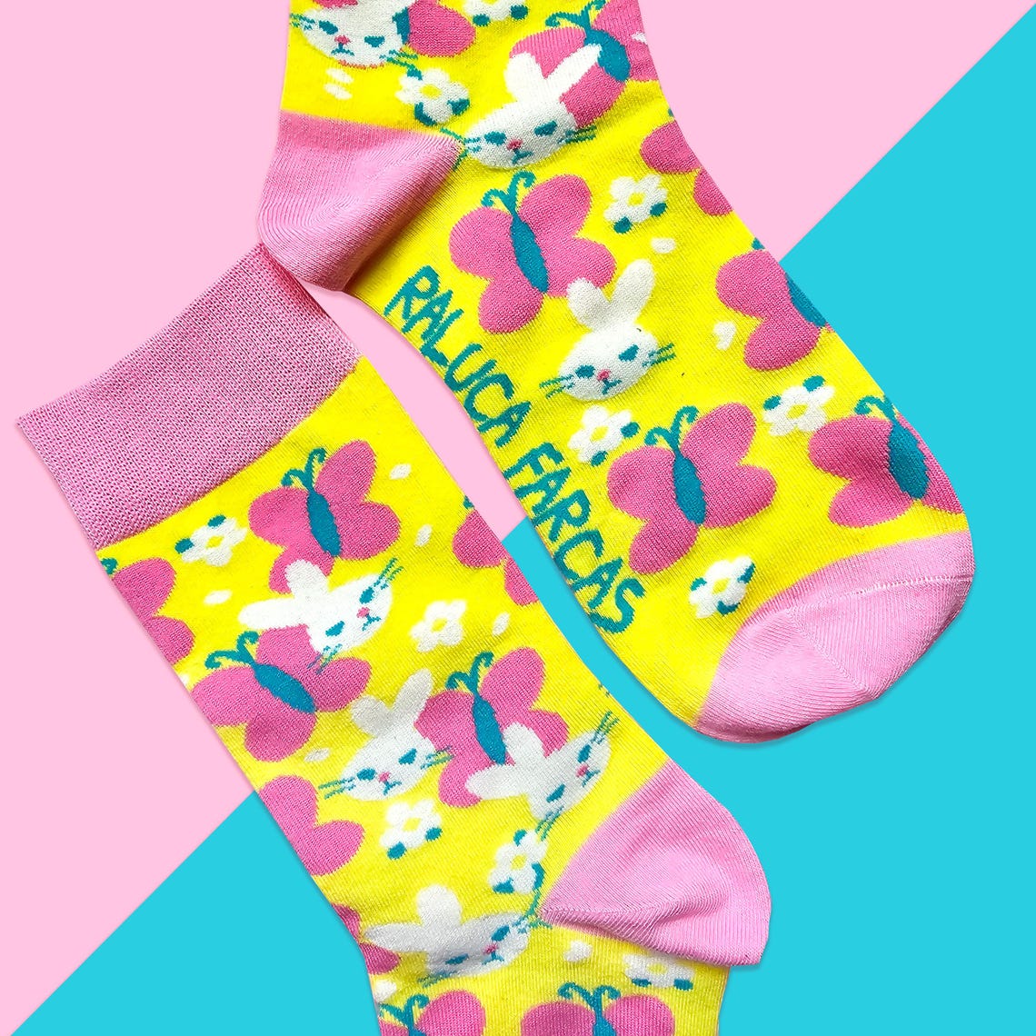 Fluttershy Angel Bunny and Butterfly MLP Embroidered Crew Socks - Etsy