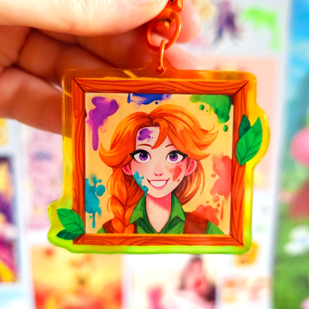 Leah Stardew Valley Bachelor Portrait Keychain Charm - Etsy