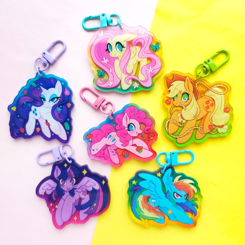 MLP Friendship is Magic Gen 4 Colourful Gradient Acrylic Keychain Charm ...
