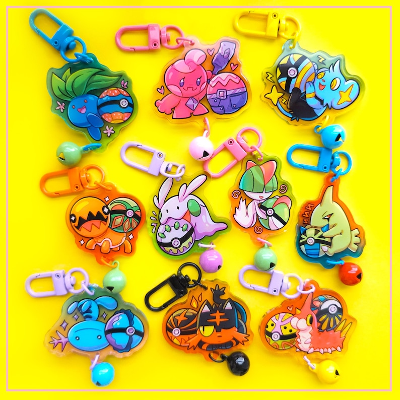 Pocket Monsters PKMN Evo Balls Colourful Acrylic Keychains: Wooper ...