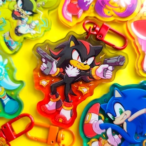 Sonic Inspired Colourful Gradient Acrylic Keychains Charms Shadow ...