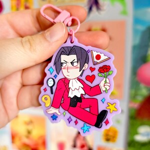 Phoenix Wright Ace Attorney Chibi Keychains Charms Miles Edgeworth Maya ...