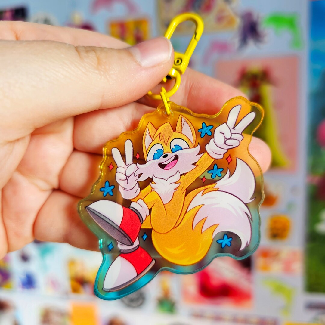 Tails the Fox Colourful Gradient Acrylic Keychain Charm - Etsy
