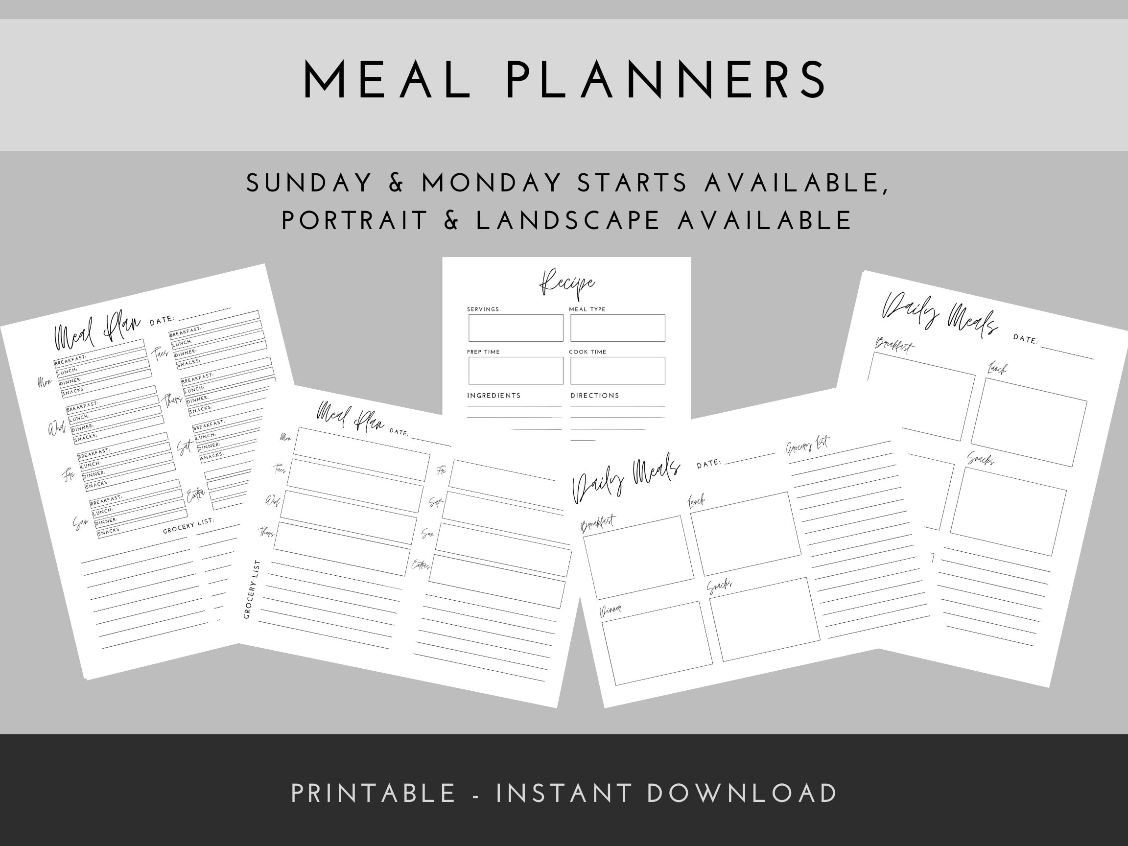 Black & White Minimalistic Printable Planners - Daily, Weekly, Monthly ...