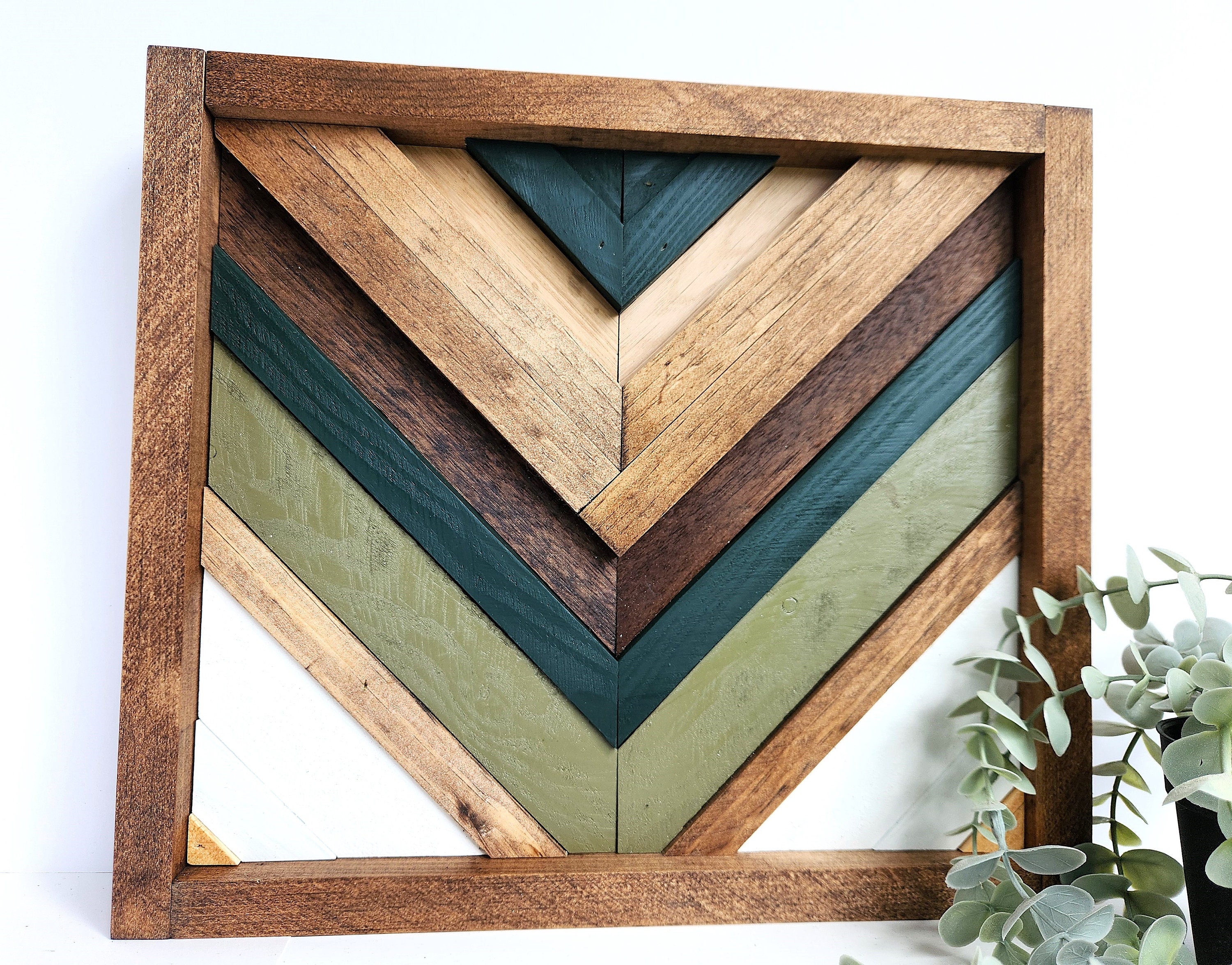 Boho Wood Wall Art, Geometric Handmade Wooden Wall Decor, Original ...