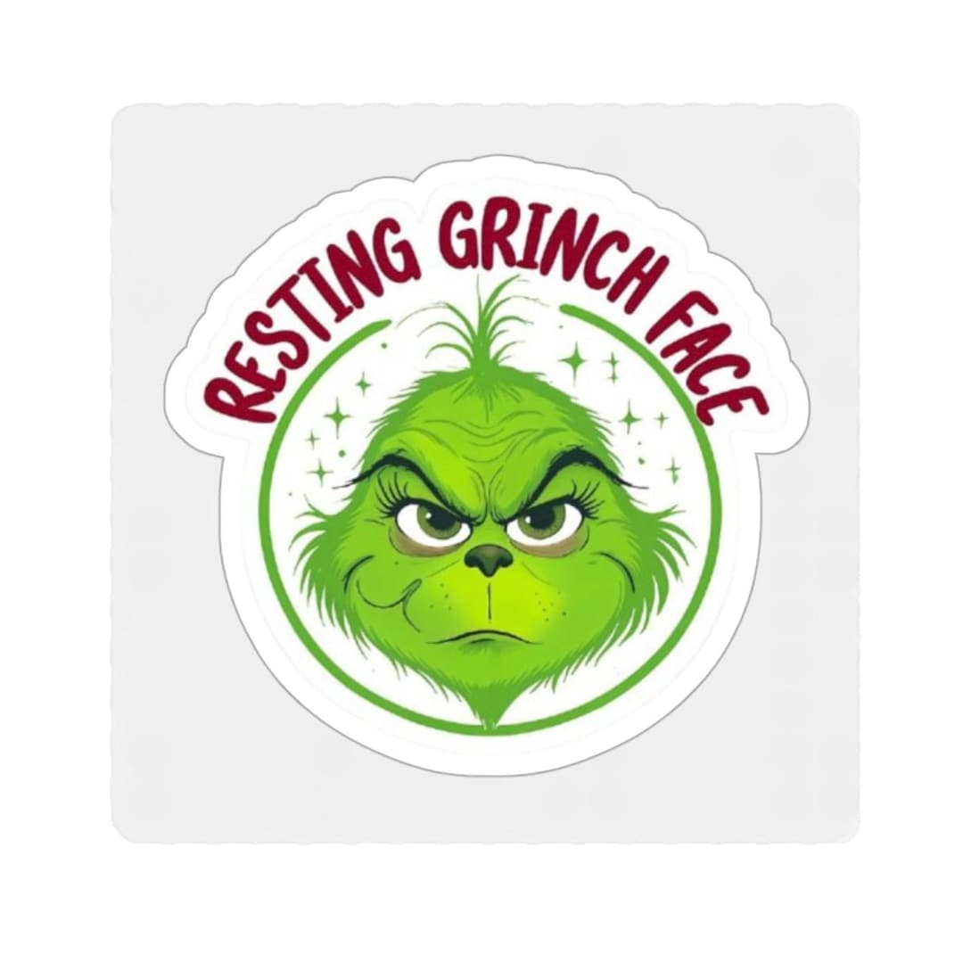 Resting Grinch Face Kiss-cut Stickers Fun Holiday Stickers for Laptops ...