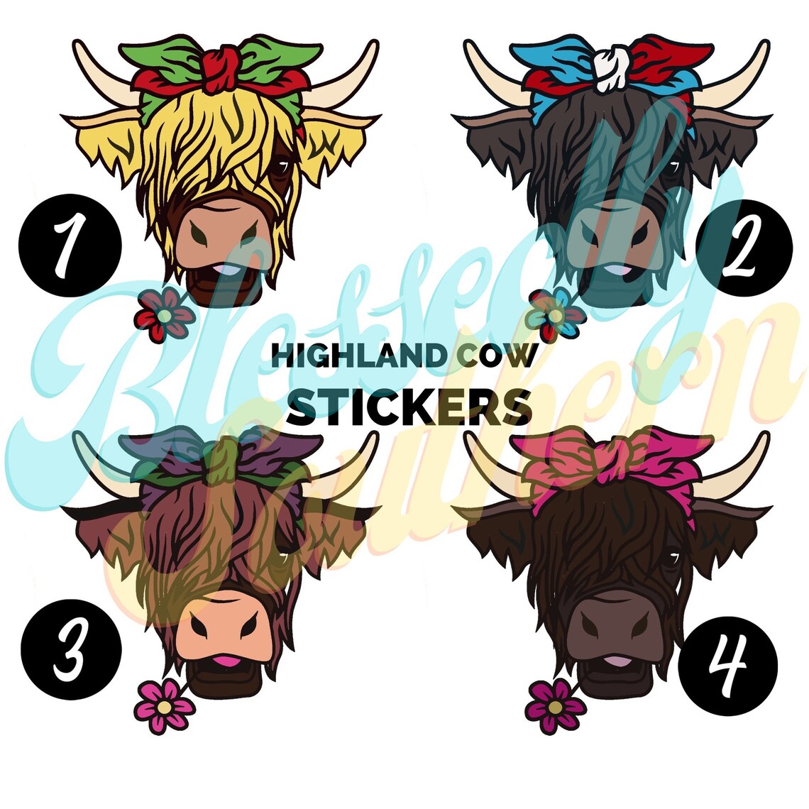 Highland Cow Stickers - Etsy