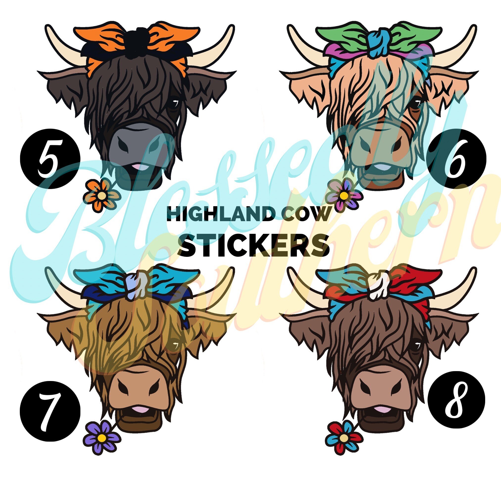 Highland Cow Stickers - Etsy