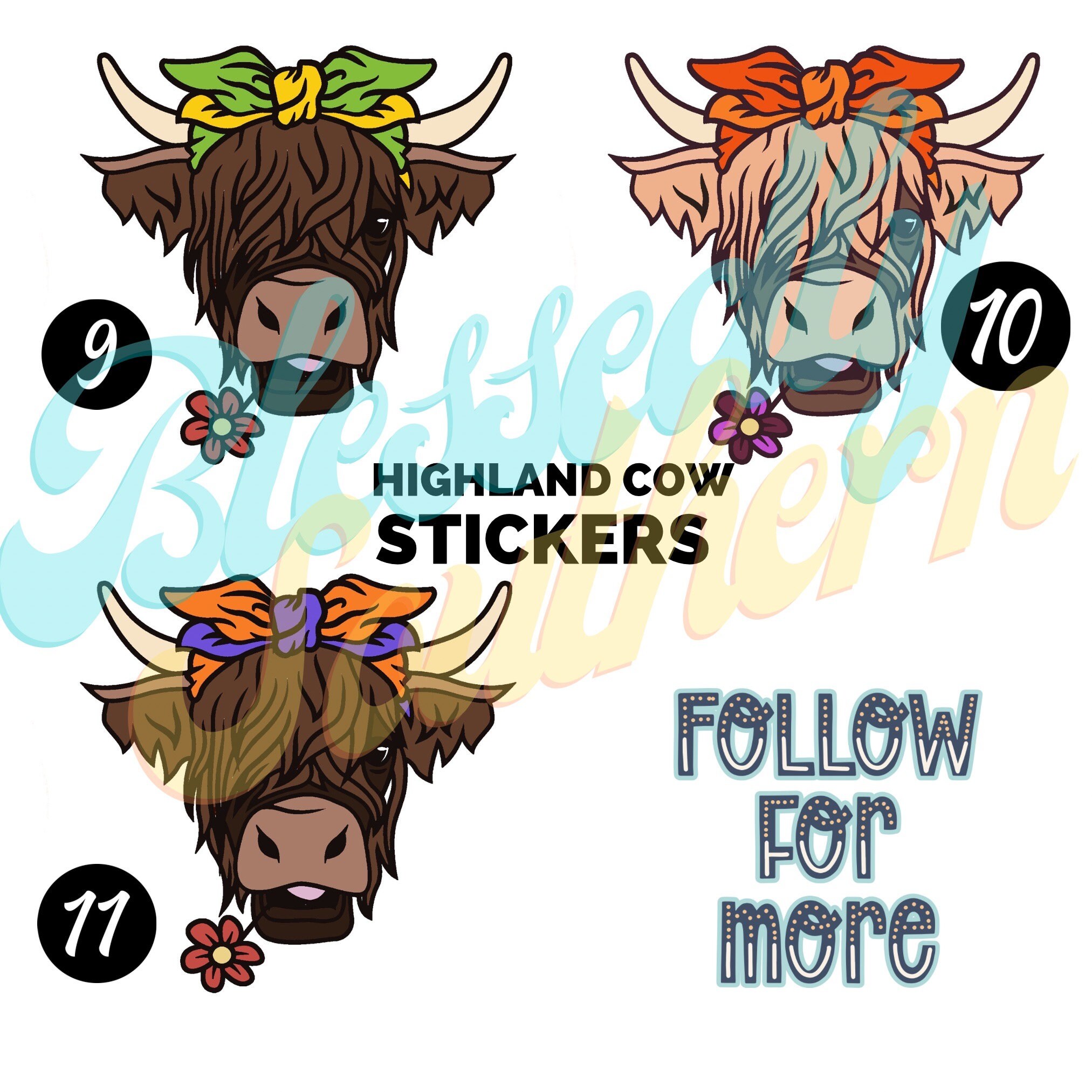 Highland Cow Stickers - Etsy