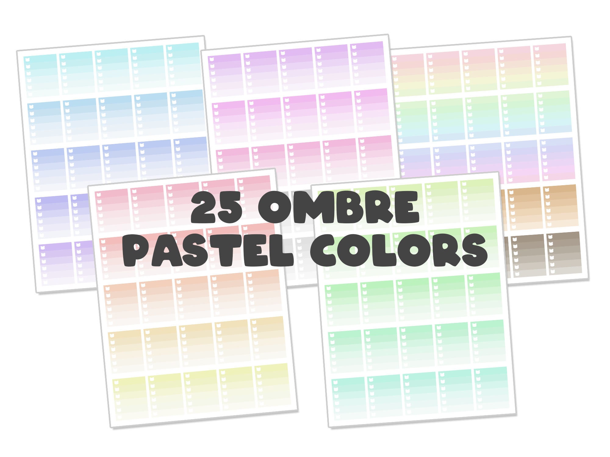 Printable Pastel Ombre Checklist Planner Stickers Erin Condren Full Box ...