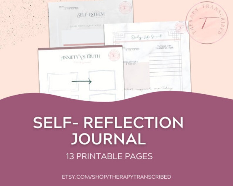 Self Reflection Journal | Therapy Printable | Mental Health | Self Care ...