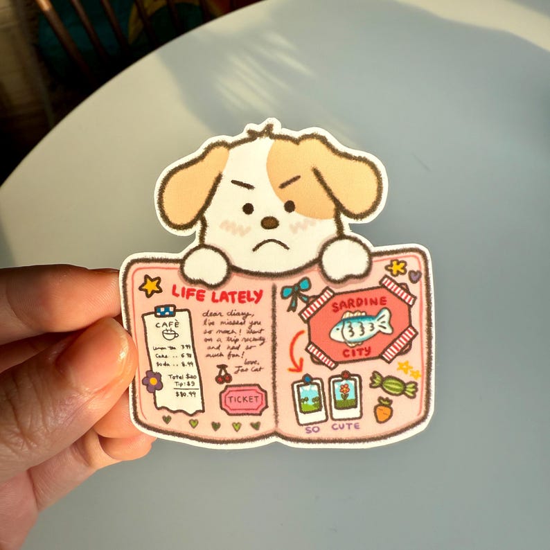 Handmade Grumpy Dog Journal Sticker: Handmade Matte Sticker - Etsy