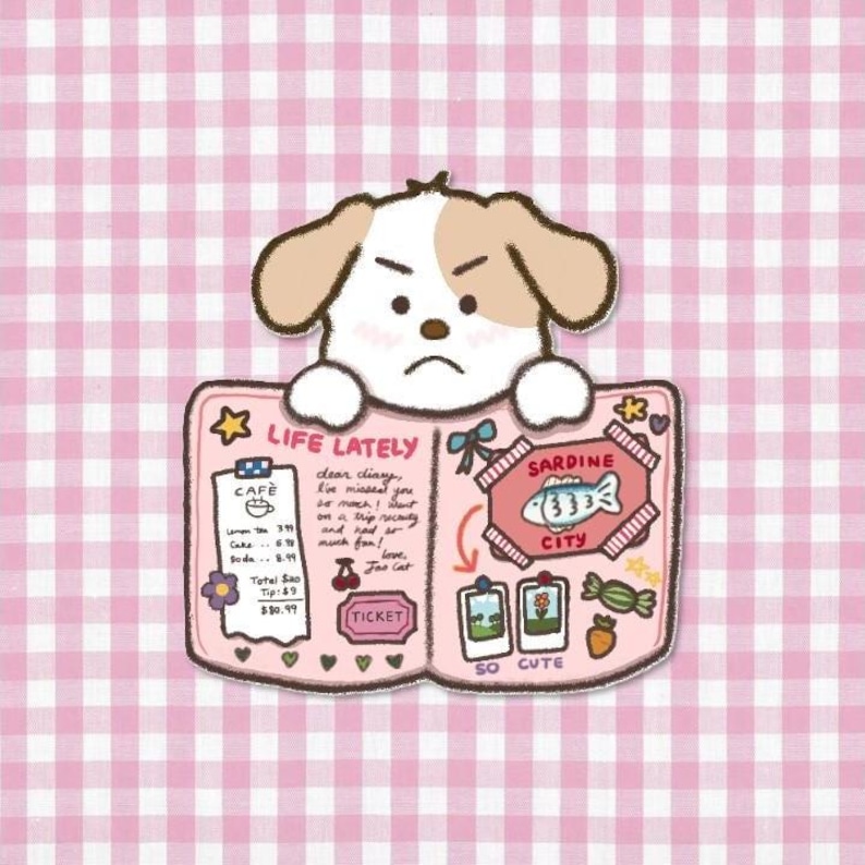 Handmade Grumpy Dog Journal Sticker: Handmade Matte Sticker - Etsy
