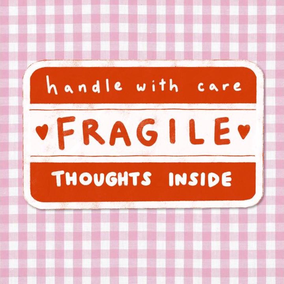 Handmade "fragile Thoughts" Matte Sticker: Junk Journal, Laptop Decor ...