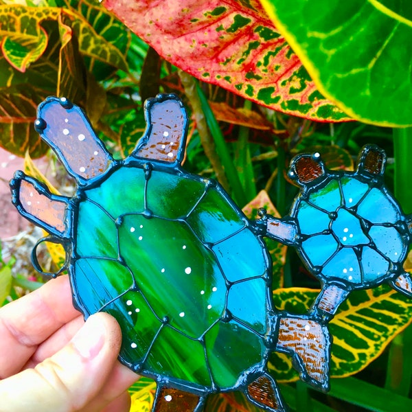 Stained Glass Sea Turtle With Babies - Etsy