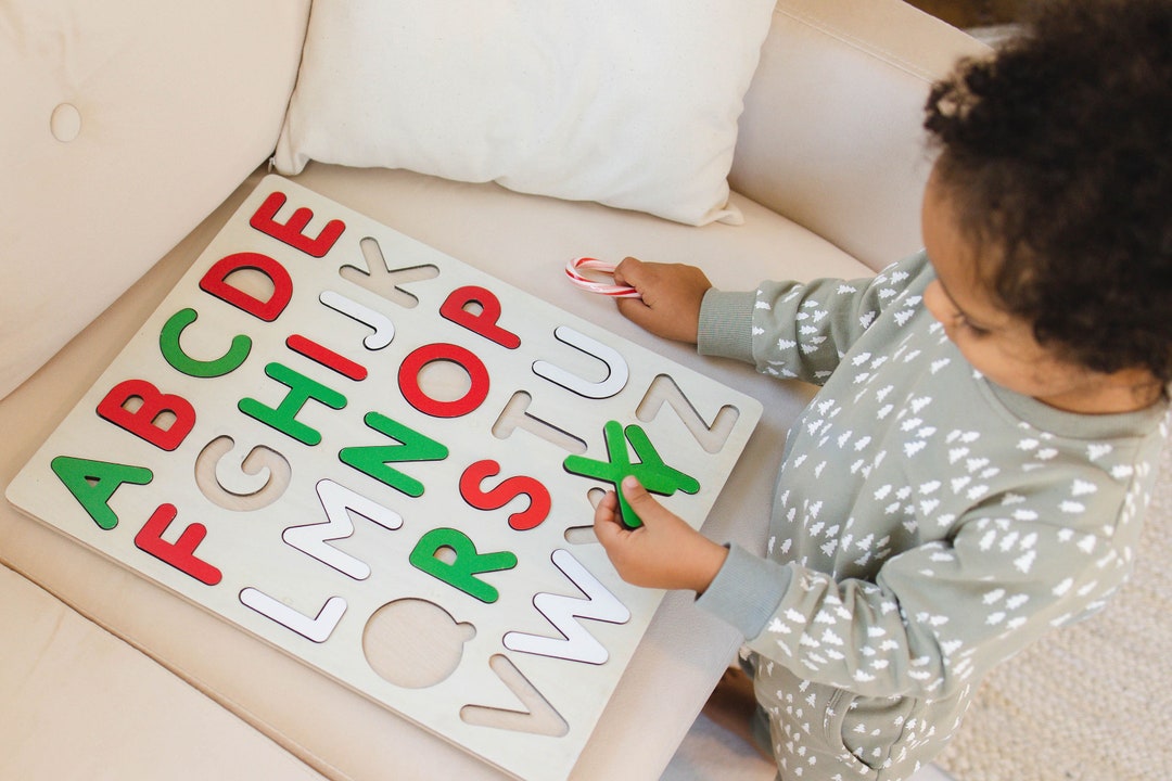 Wooden Alphabet Board, Montessori Inspired Learning Toy for Toddlers ...