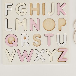 Pastel Pink Wooden Alphabet Puzzle, Alphabet Learning for Kids ...