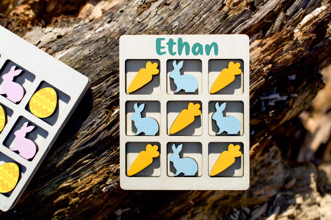 Personalized Spring Tic Tac Toe Game: Wooden Easter Basket Stuffer ...