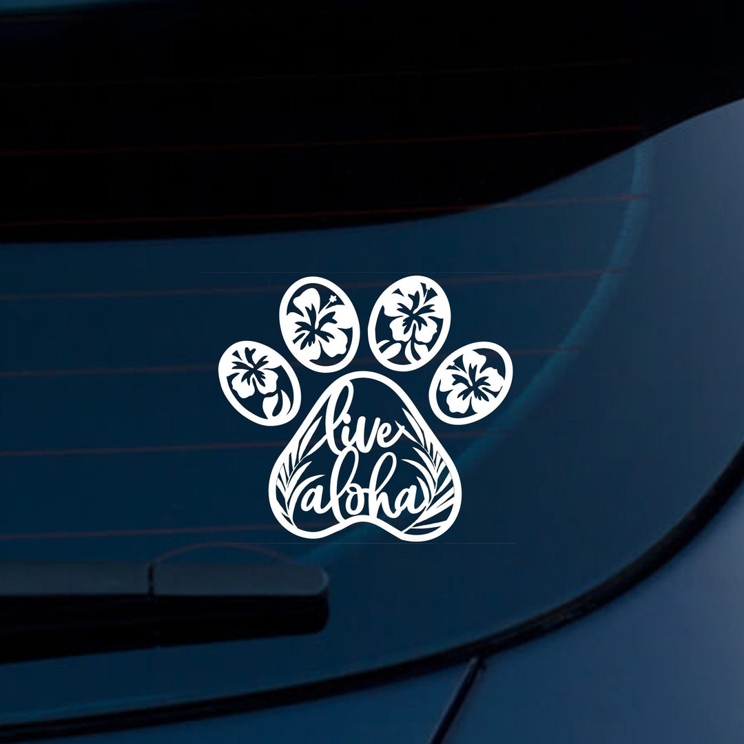 Live Aloha Dog Paw Decal: Hawaii Hibiscus Mandala Vinyl Sticker - Etsy