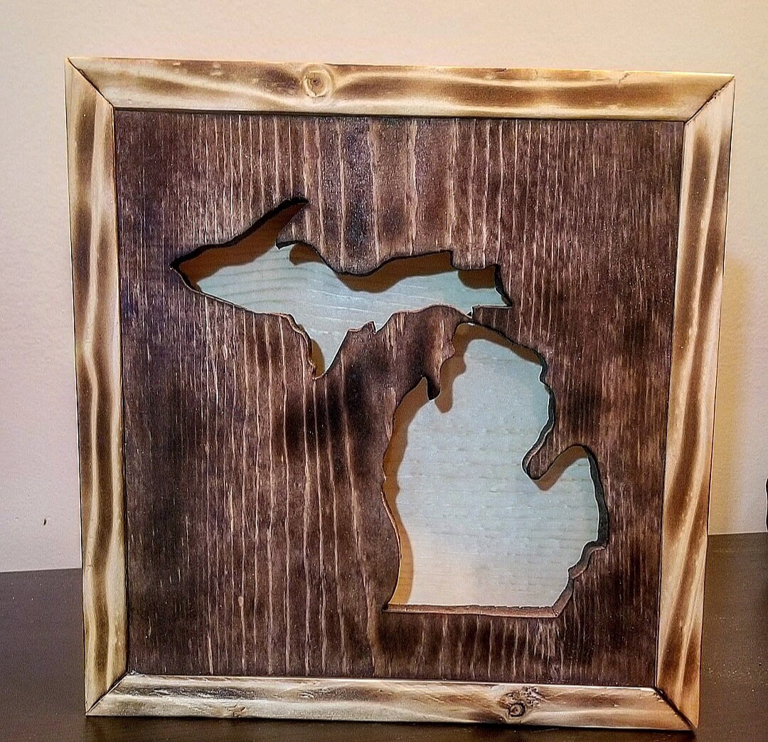 Michigan Shadow Box With Lights/any State Shadow Box - Etsy