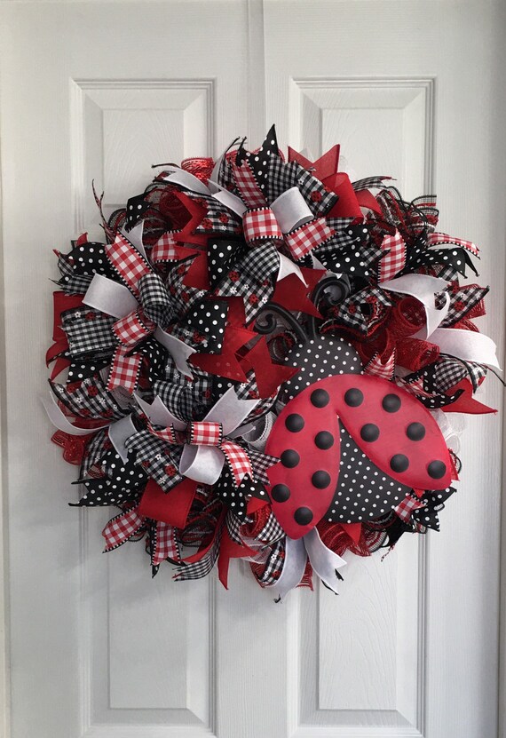 Ladybug Door Decor Ladybug Wreath Summertime Front Door - Etsy