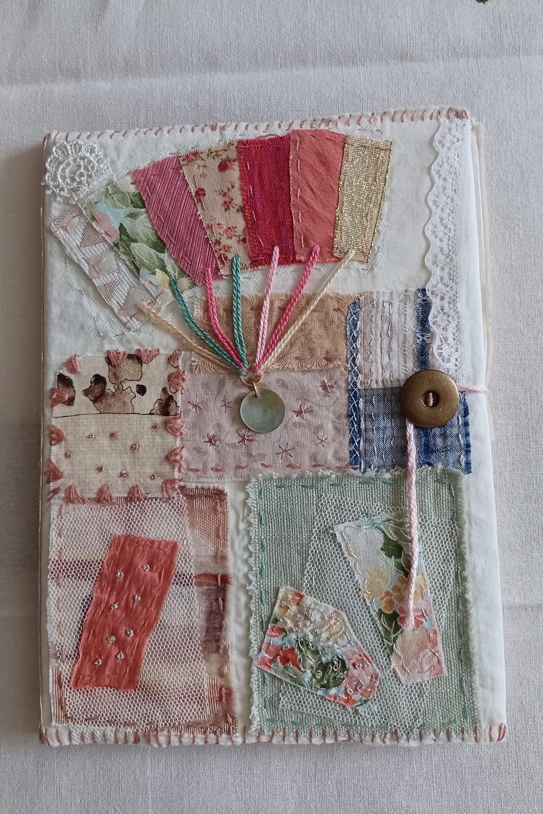 Handmade Diary Journal / Paper Notebook / Junk Journal With Embroidery ...