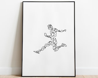Minimalist Running Line Art Runner Line Art Run Wall Art Print Sport ...