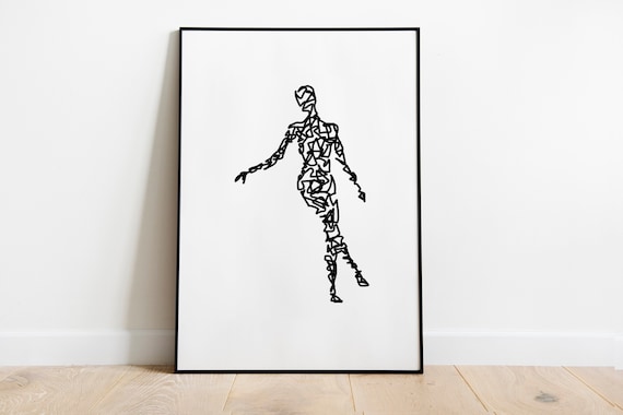 Woman Dancing Line Art Print | Etsy