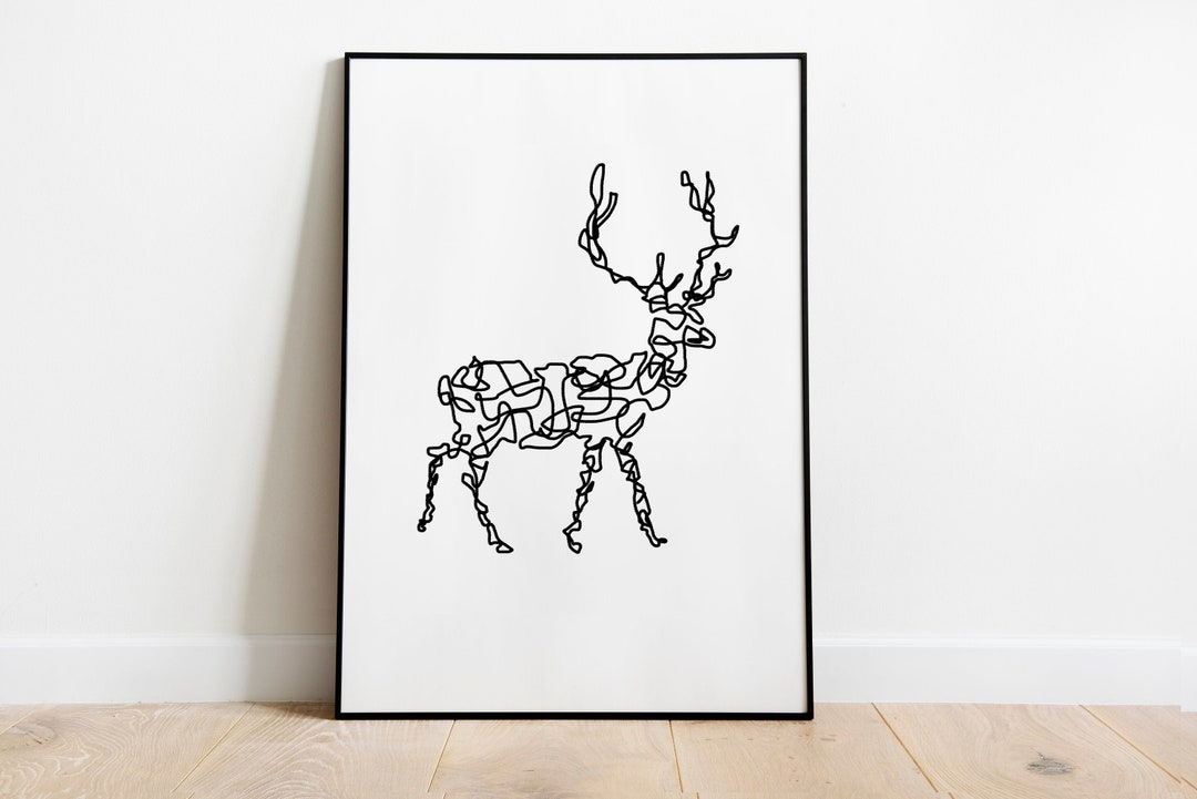 Deer Antlers Line Art Print - Etsy