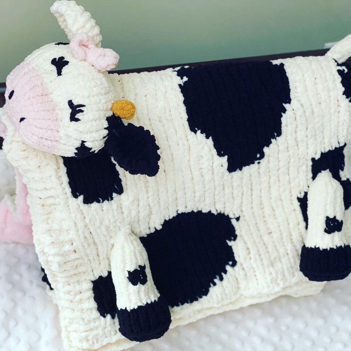 Cow Blanket Knitting Pattern Cow Lovey Cow Blanket Knitting - Etsy