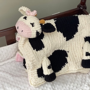 Cow Blanket Knitting Pattern, Cow Lovey, Cow Blanket, Knitting Pattern ...